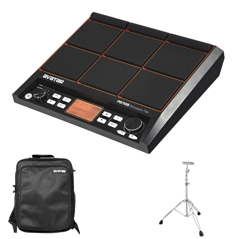 Avatar PD705 1GB Percussion Pad Bundle – With Heavy-Duty Stand & Padde ...
